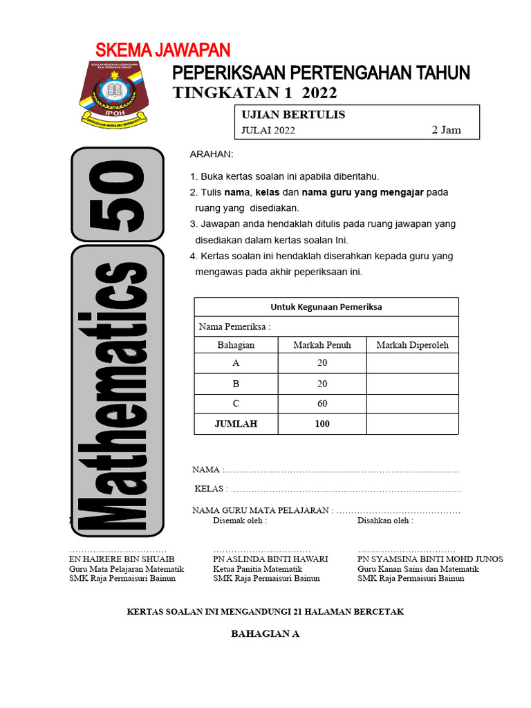 Skema Jawapan Ppt Form 1 Pdf