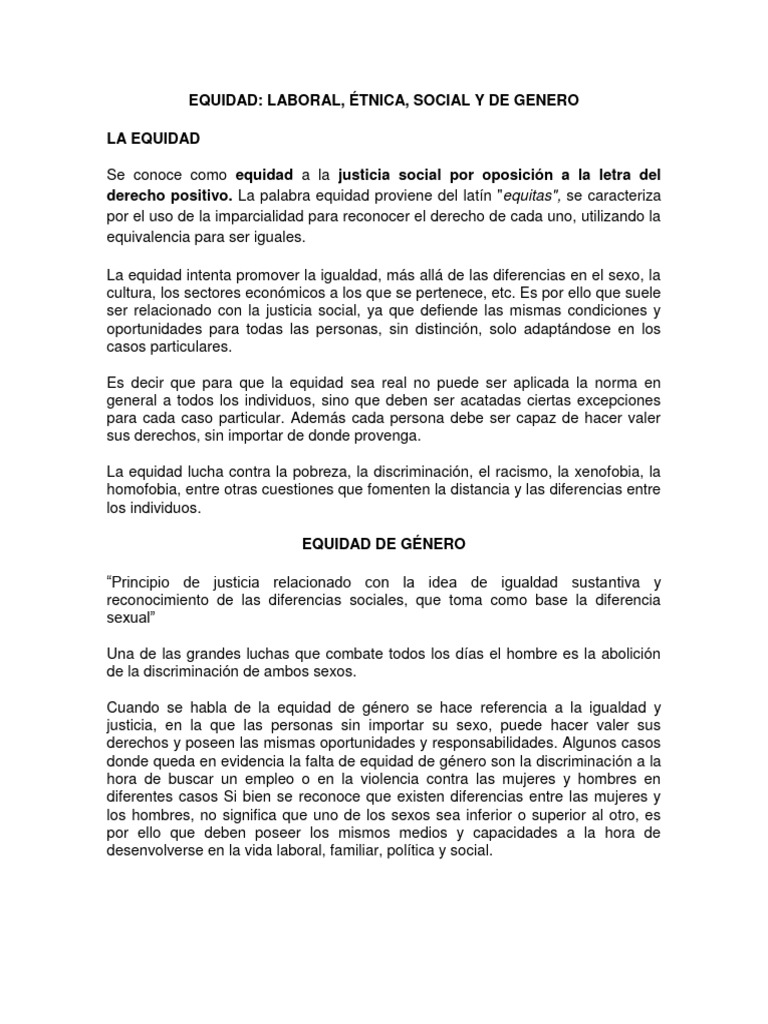 Seminario. Equidad | PDF | Igualdad de género | Estudios de género