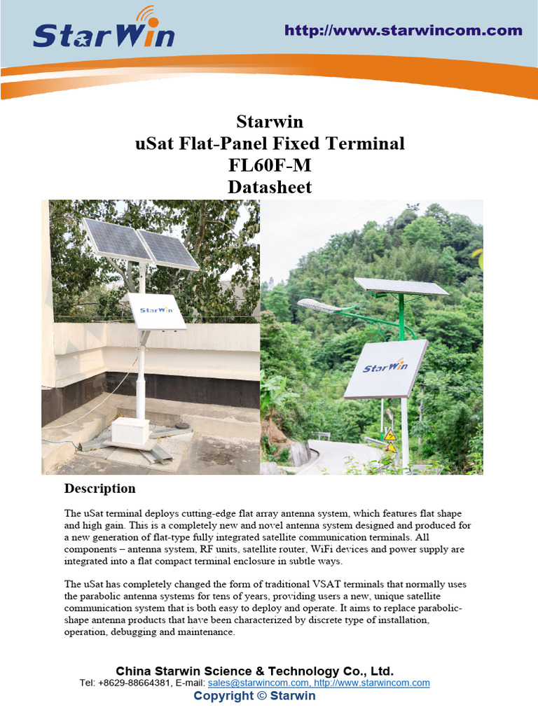 Starwin uSat FL60F-M - Datasheet - V5.1 | PDF | Antenna (Radio) | Wi Fi