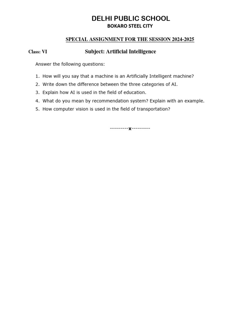 Class 6 Holiday Assignment | PDF | Artificial Intelligence | Intelligence (AI) & Semantics