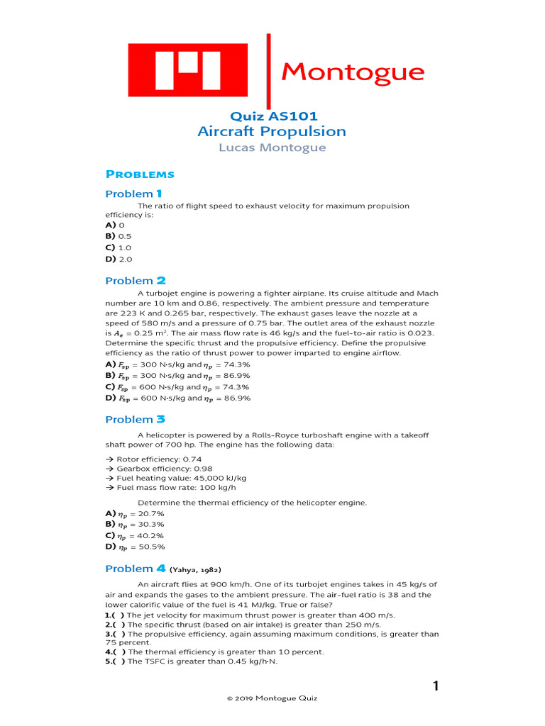 Aircraft Propulsion Solved Problems | PDF | Jet Engine | Turbine Aircraft Propulsion Solved Problems | PDF | Jet Engine | Turbine