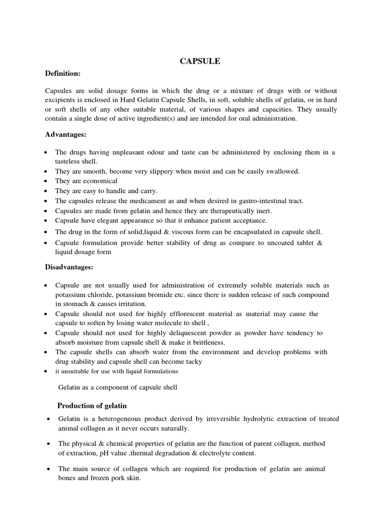 Capsules | PDF | Pharmaceutical Formulation | Gelatin