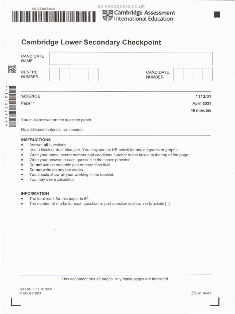 Science P1 April 2021 | PDF