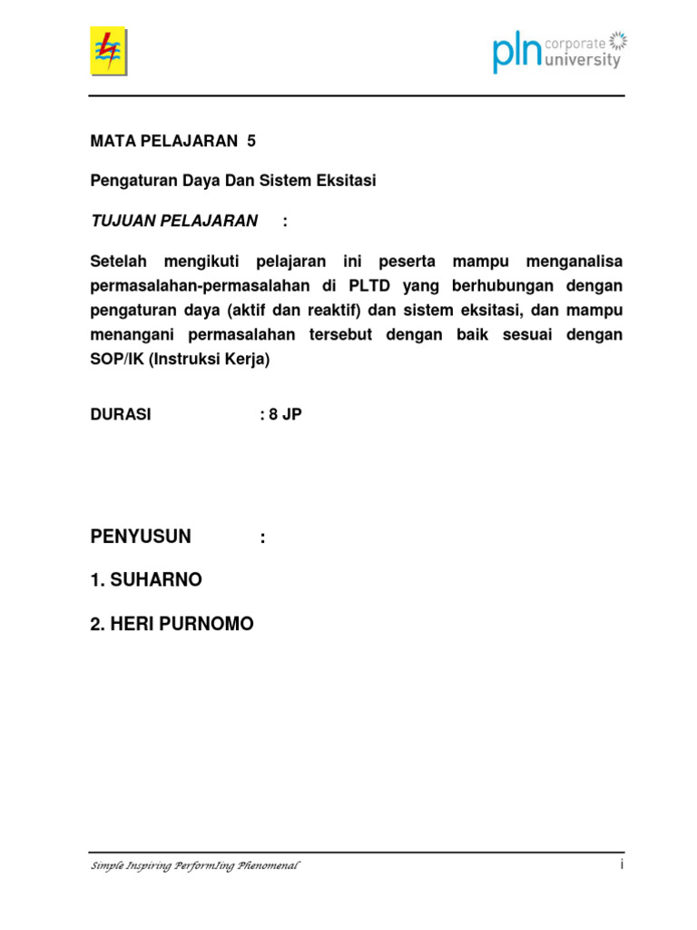 MP 05-Pengaturan Daya Dan Sistem Eksitasi | PDF