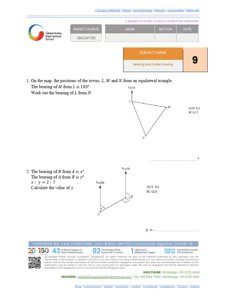 IGCSE 9 Bearing and Scale Drawing | PDF | Speed | Geometry