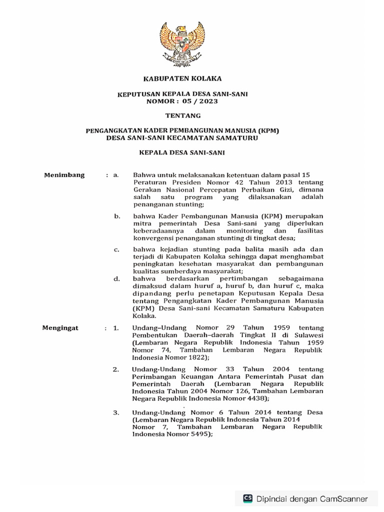 SK KPM Desa Sani-Sani | PDF