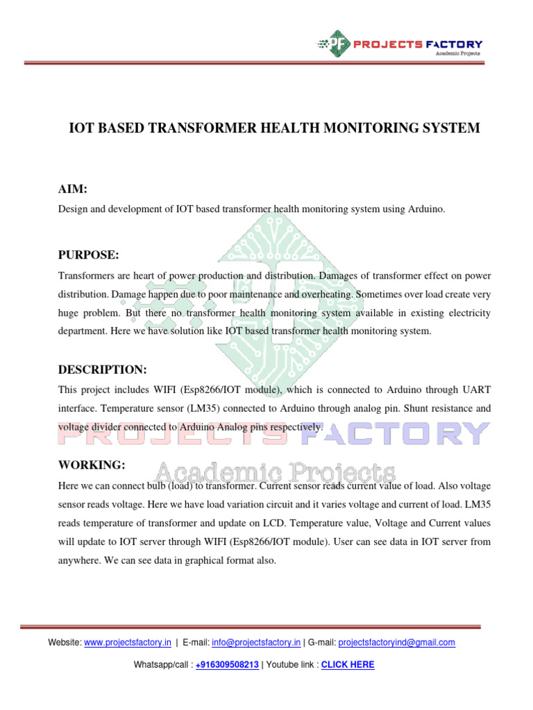 PF IOT 4.IOT Based Transformer Health Monitoring System | PDF | Arduino ...