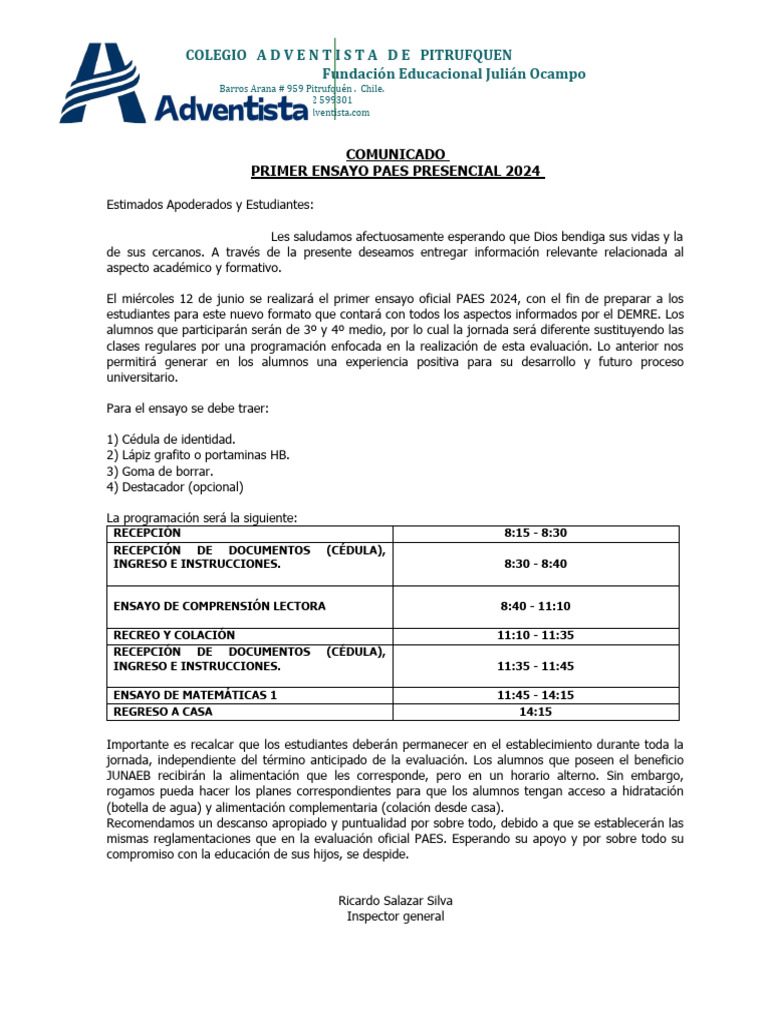 Programa PAES 2024 | PDF