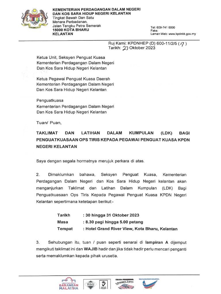 Surat Jemputan Peserta LDK | PDF