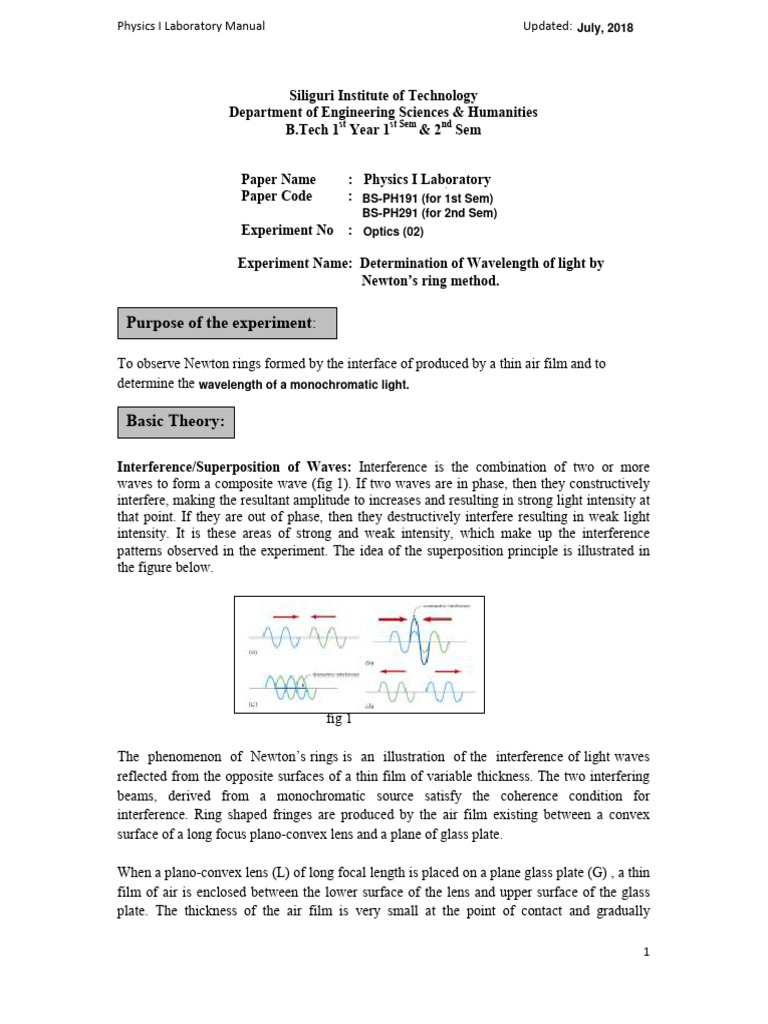Newtons Ring Edited | PDF | Physics | Motion (Physics)