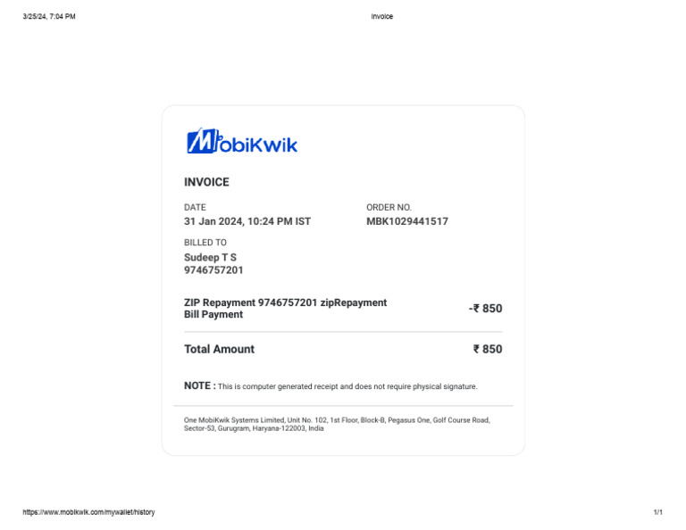 Invoice MOBIK | PDF