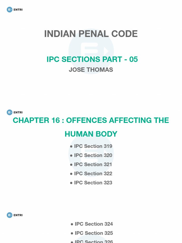 Indian Penal Code Ipc Sections Part -05 Jose Thomas | PDF