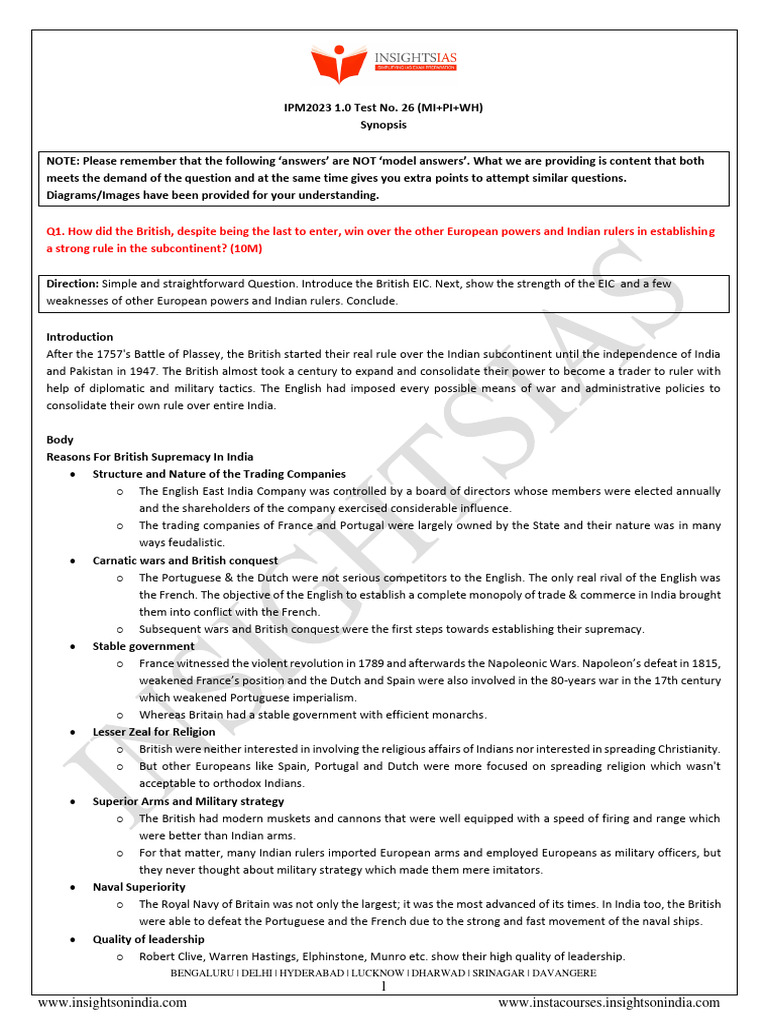 IPM-Test-Series-2023-1-0-Test - 26 (Breakthrough Test) - Synopsis | PDF ...