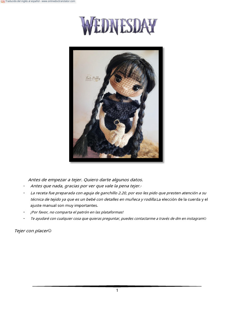 Personaje Merlina | PDF | Tejer | Costura