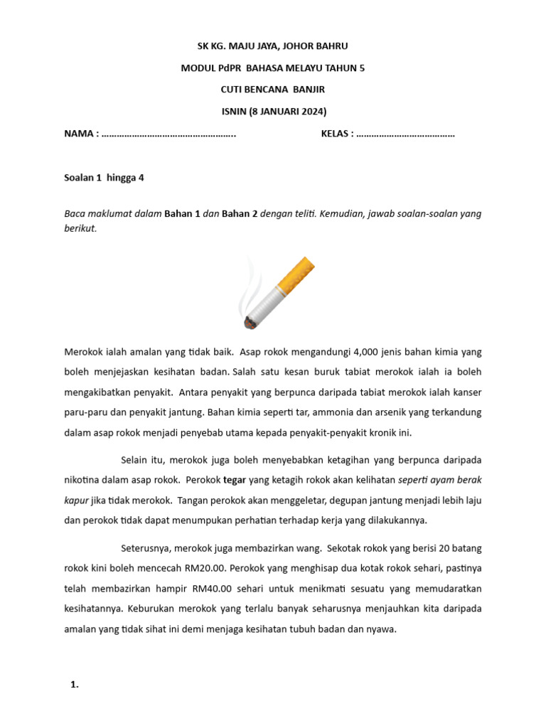 MODUL PDPR BM TAHUN 5 | PDF