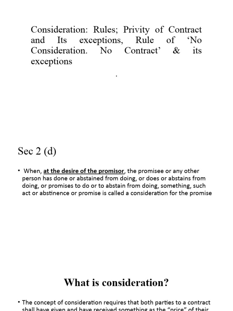 Consideration Privity of Contract | Download Free PDF | Consideration | Contract Law