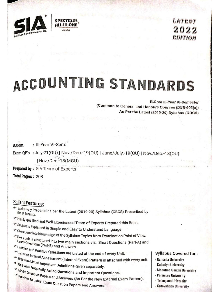 Accounting Standards Sia 6 Sem | PDF