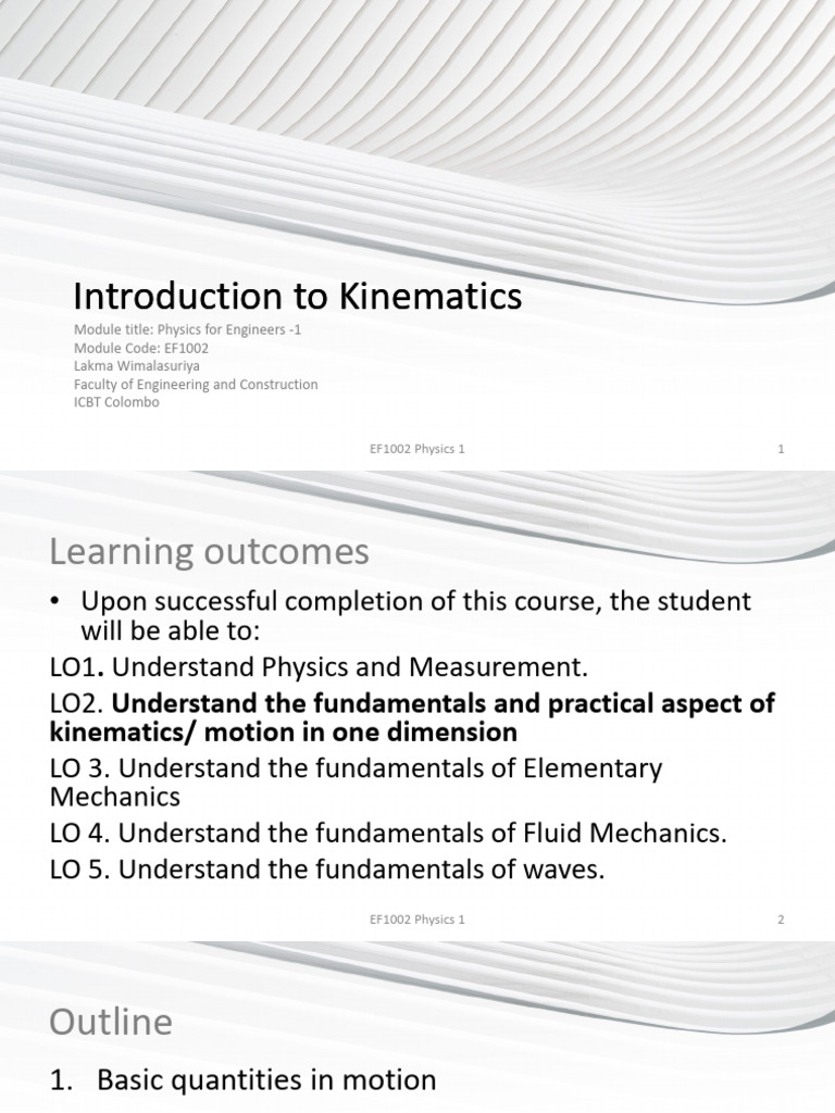 Lec 2 Kinematics | PDF | Speed | Acceleration Lec 2 Kinematics | PDF | Speed | Acceleration