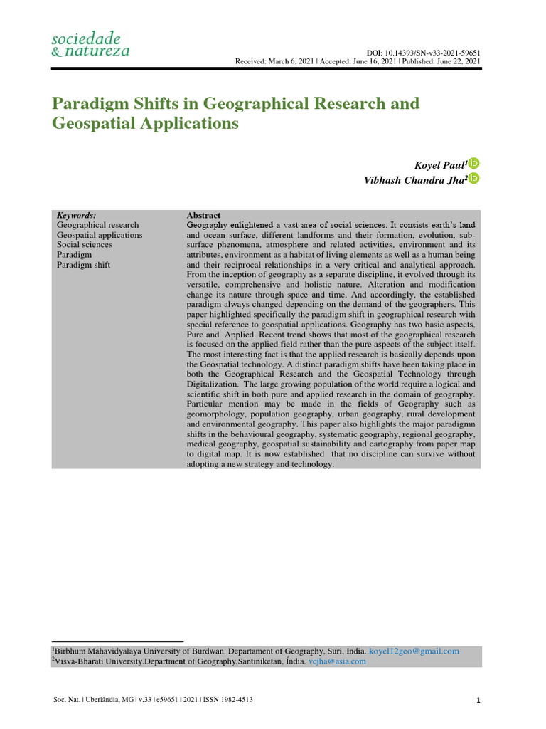 Paradigm Shifts in Geography Research | PDF | Geography | Geographic ...