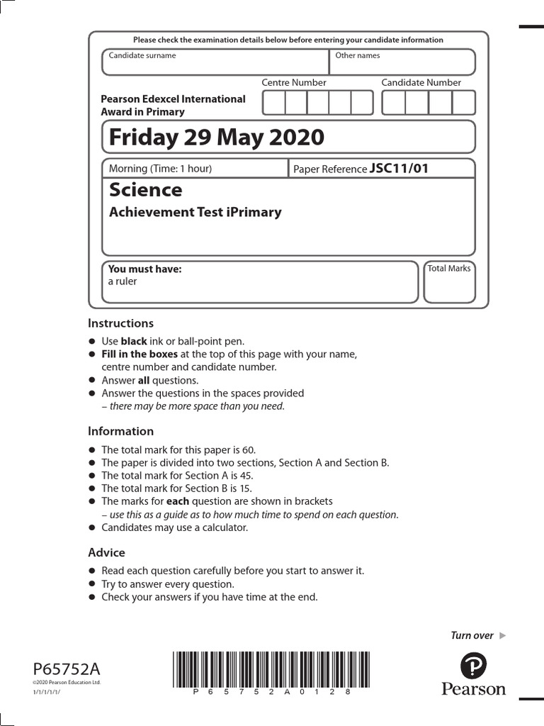 Science Past Paper(2020)(Year 6)(June) | PDF | Precipitation | Oxygen