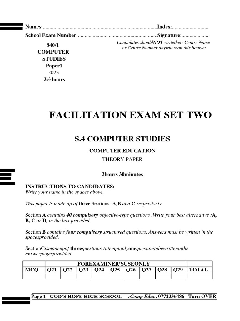 Uneb Facilitation Paper 2023 Final | PDF | Spreadsheet | Application ...