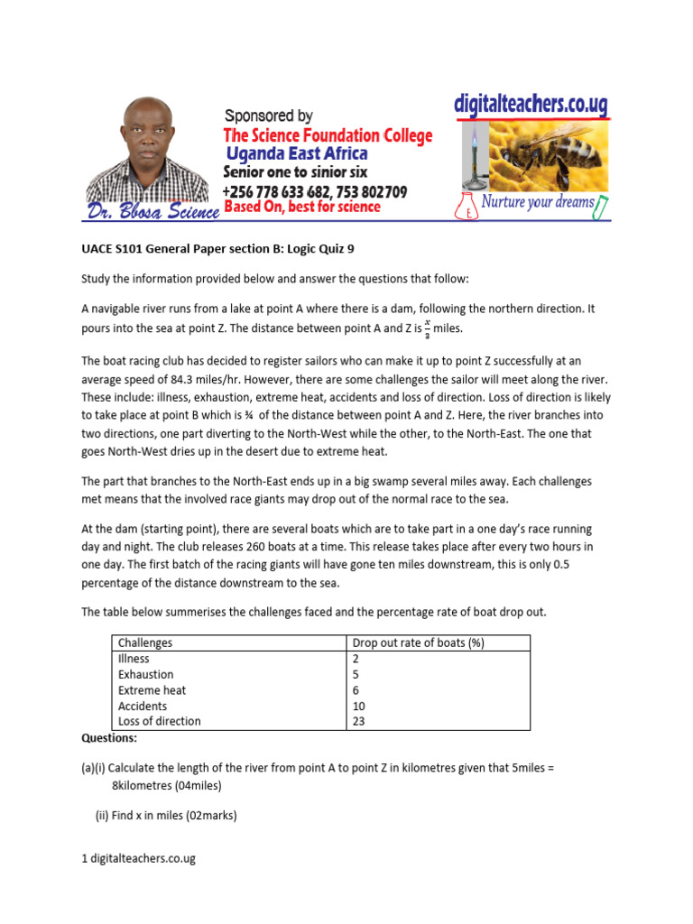 UACE General Paper s101 General Paper SectionB Logic Quiz 9 | PDF ...