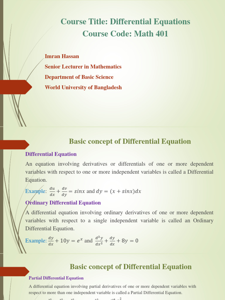 Differential Equations 01 | PDF | Differential Equations | Equations