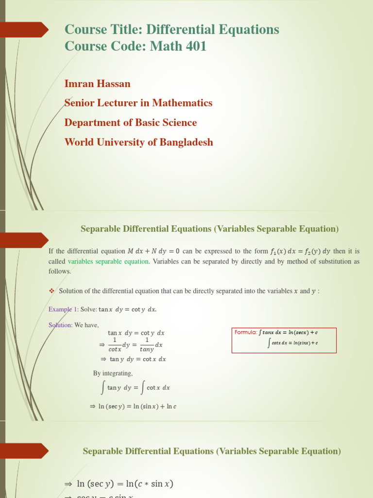 Differential Equations 02 | PDF | Equations | Differential Equations