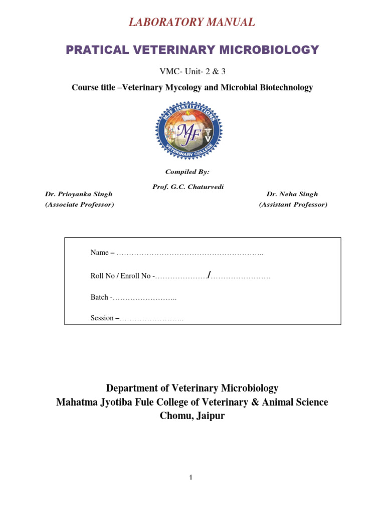 Veterinary Microbiology Lab Manual | PDF | Gel Electrophoresis ...
