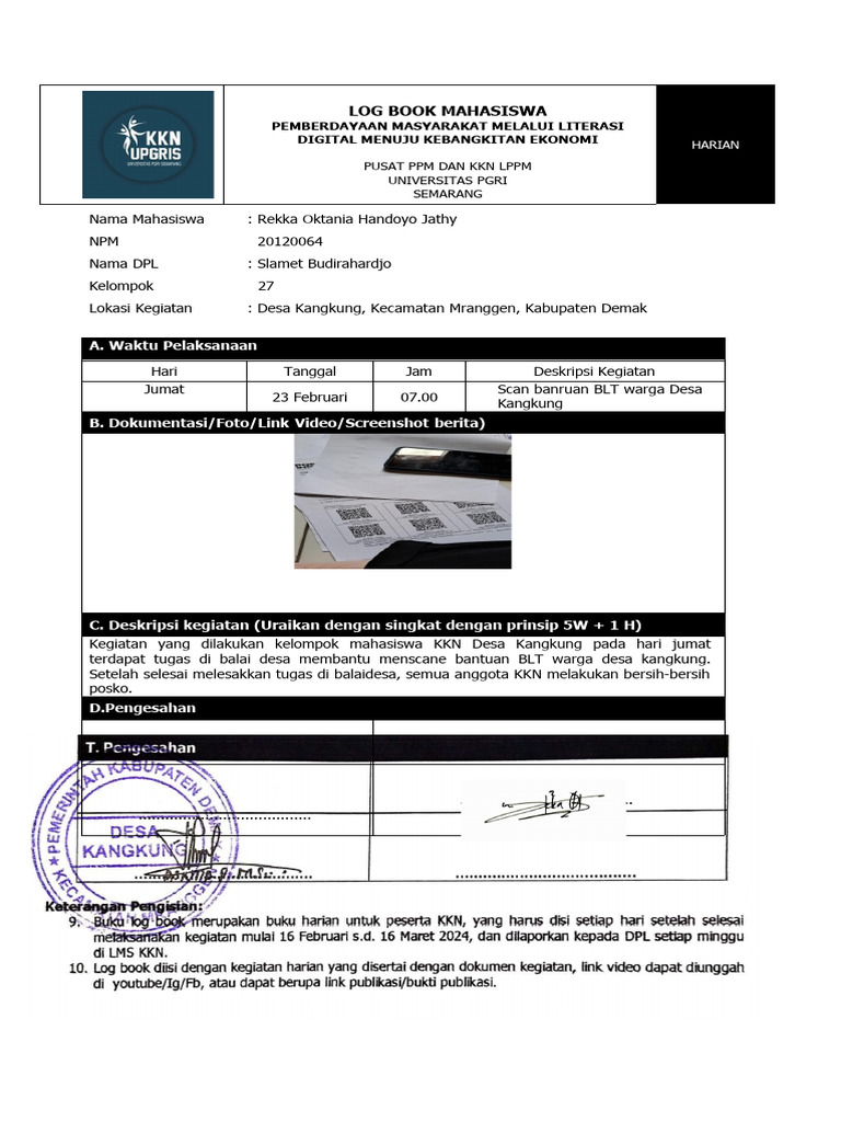 LogBook-KKN-MINGGU KE 2 | PDF