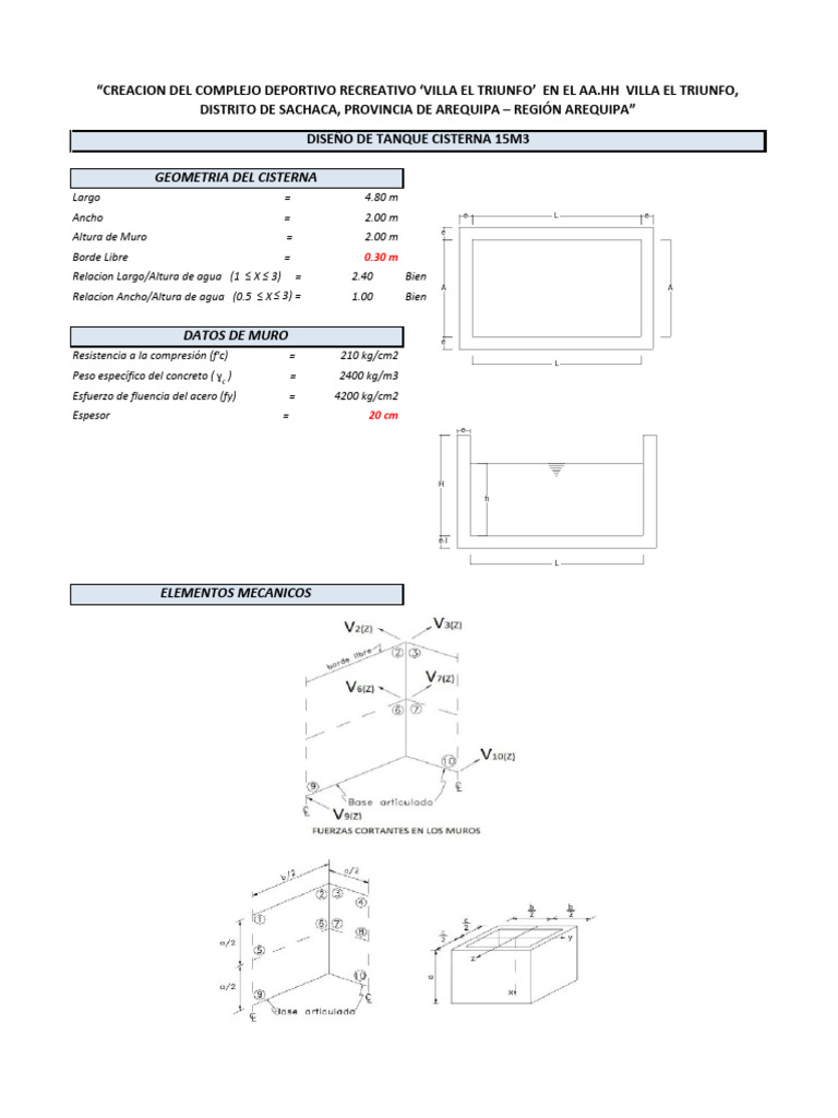 Diseño de Tanque Cisterna 15 m3 | PDF | Ingeniería estructural | Ingeniería mecánica
