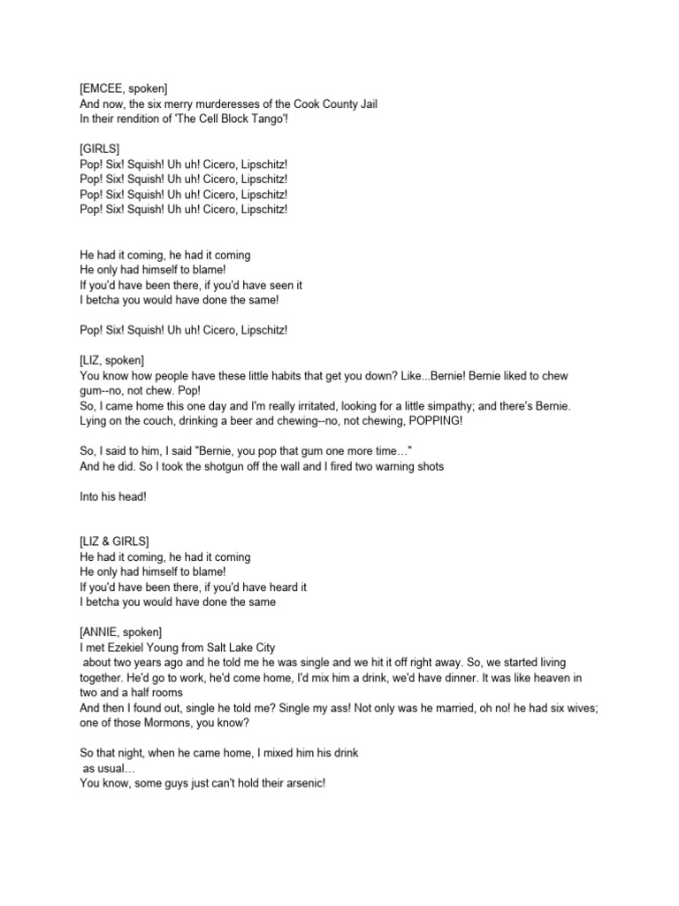 Cell Block Tango | PDF