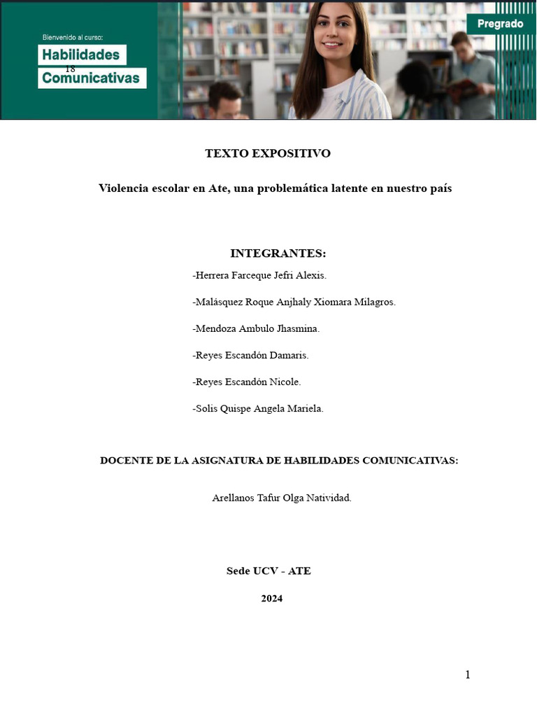 Texto Expositivo Sobre La Violencia Escolar - Grupo 2. | PDF ... Texto Expositivo Sobre La Violencia Escolar - Grupo 2. | PDF ...