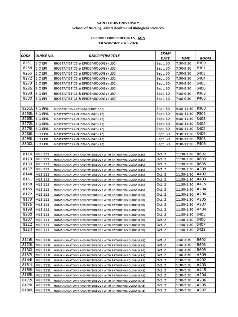 Prelim Exam Schedule 2023 24 With Room Assignments | PDF | Science ...
