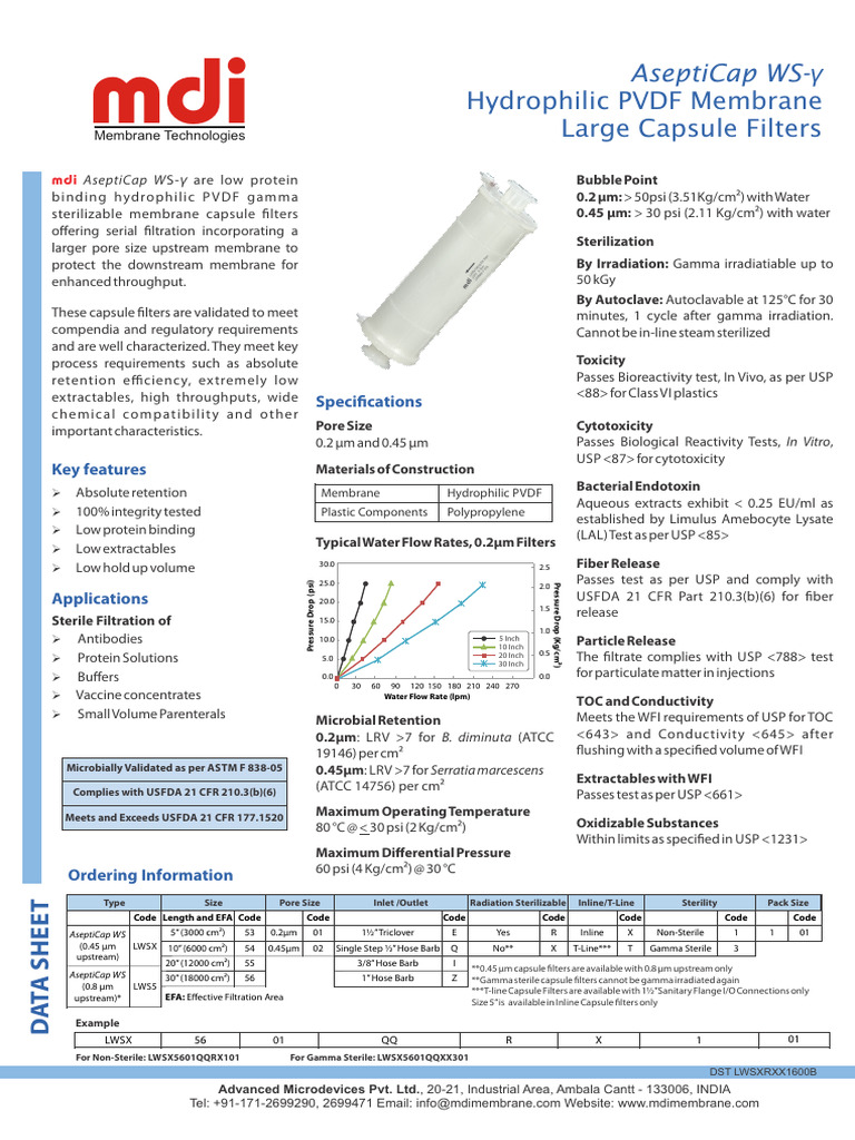 Datasheet - 0.2ęm AseptiCap WS Gamma Large Capsule Filters | PDF | Sterilization (Microbiology ...