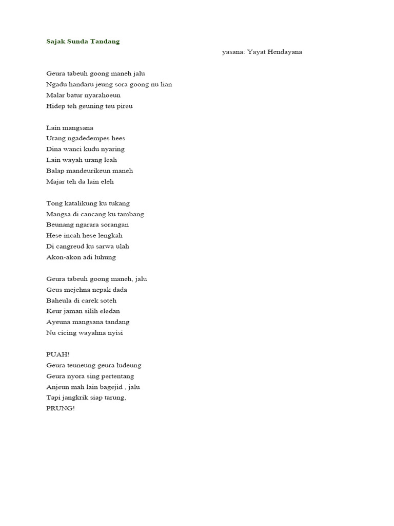 Sajak Sunda Tandang | PDF