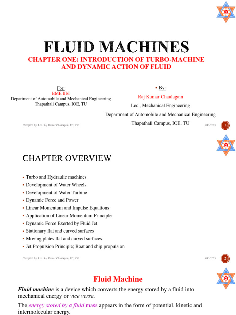 BME FMC Chap 1 Introduction | PDF | Turbine | Pump