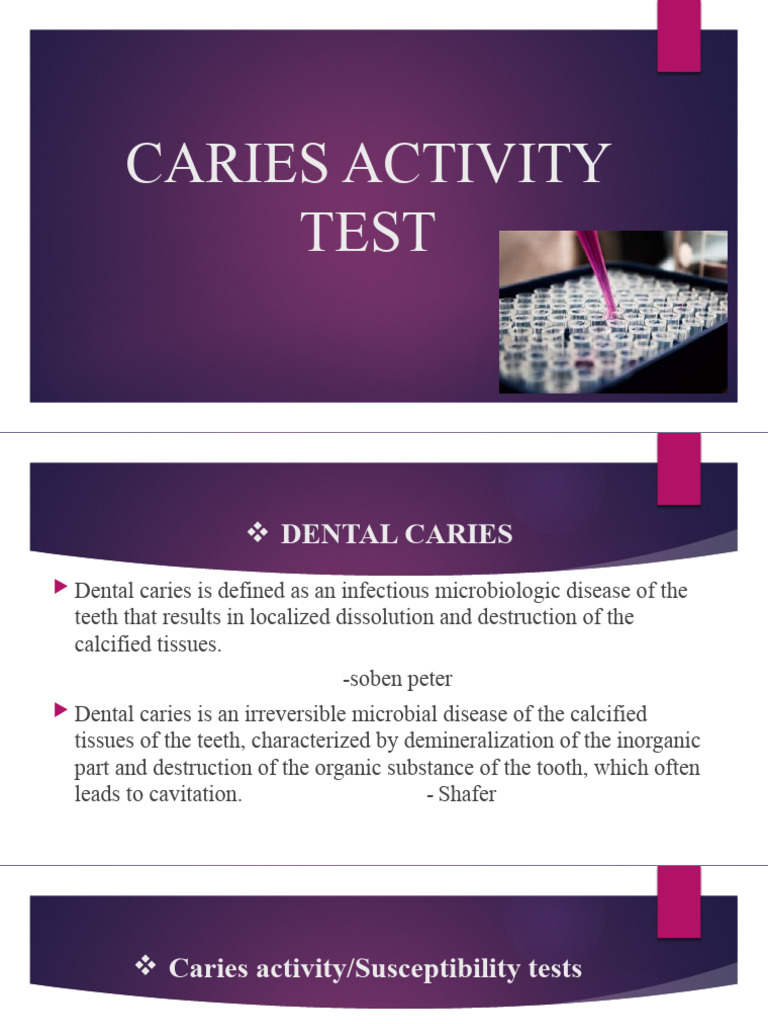 caries activity test | PDF | Medical Specialties | Dentistry