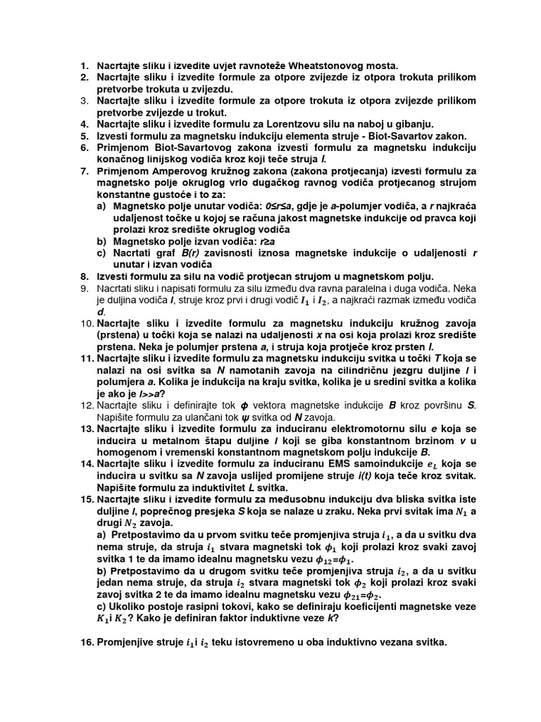 Teoretska Pitanja -2. Kolokvij Iz OE1 | PDF