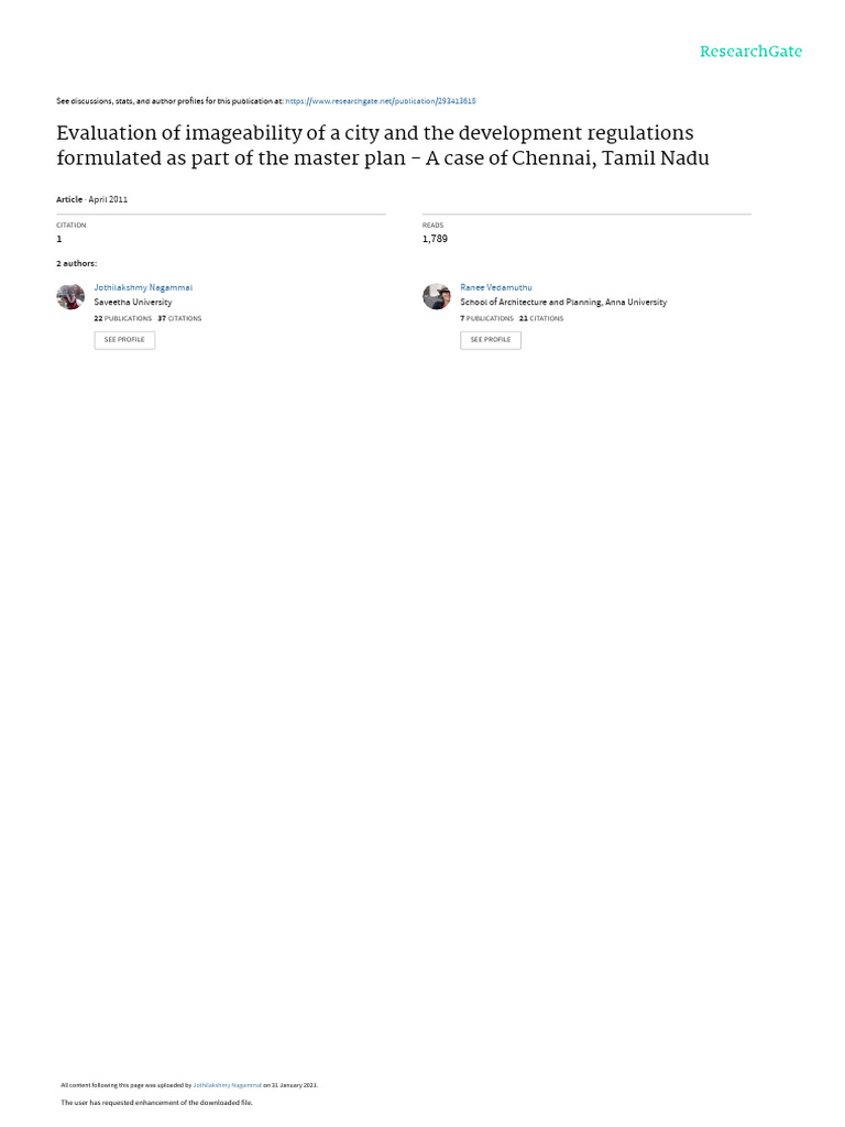 Evaluation of Imageability of A City | PDF