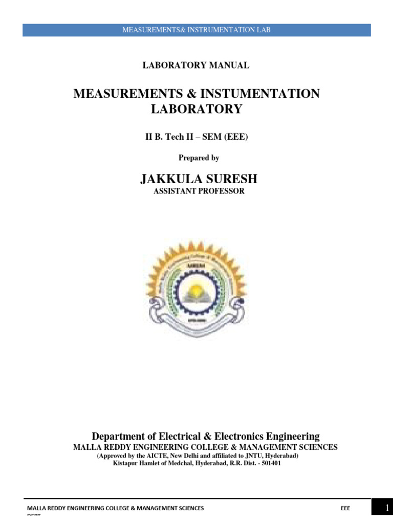 Emi Lab Manual R22 | PDF | Transformer | Metrology