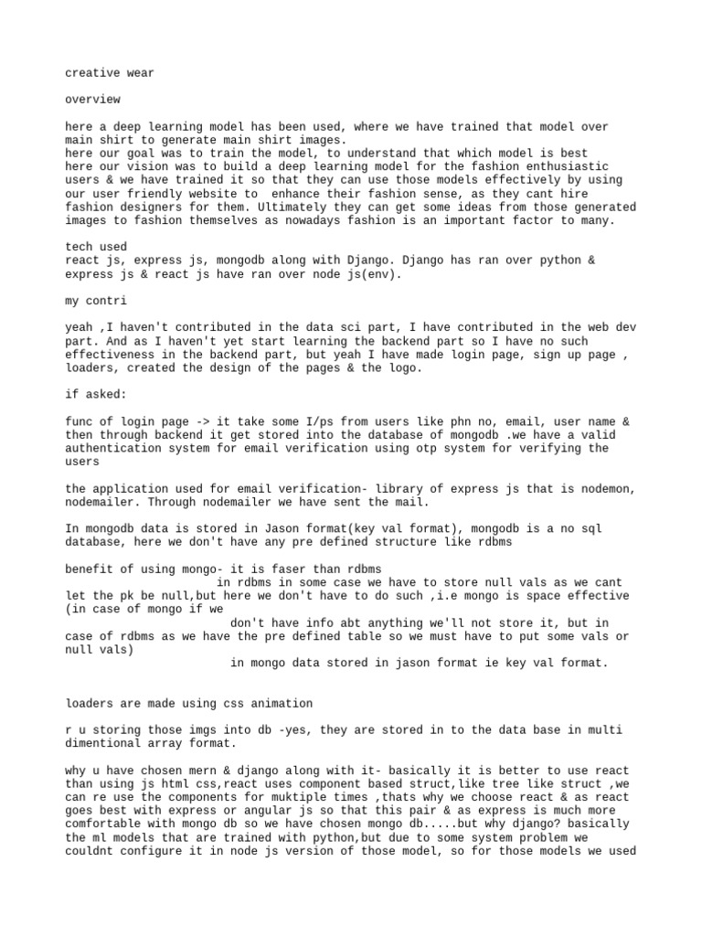 Creative Wear Proj Explanation | PDF | Databases | Information Technology Management