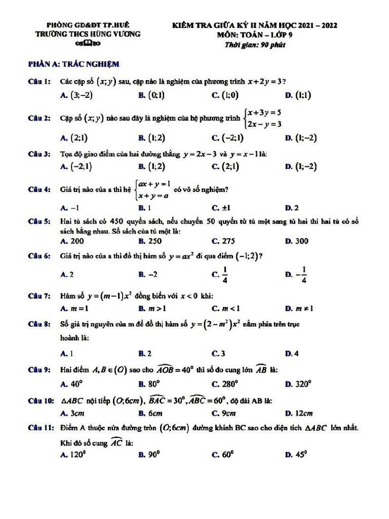 de-kiem-tra-giua-ky-2-toan-9-nam-2021-2022-truong-thcs-hung-vuong-tt-hue | PDF