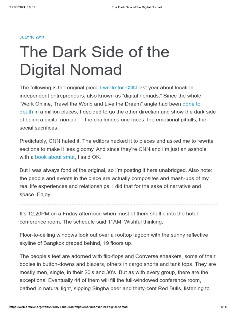 The Dark Side of The Digital Nomad | PDF | Cost Of Living