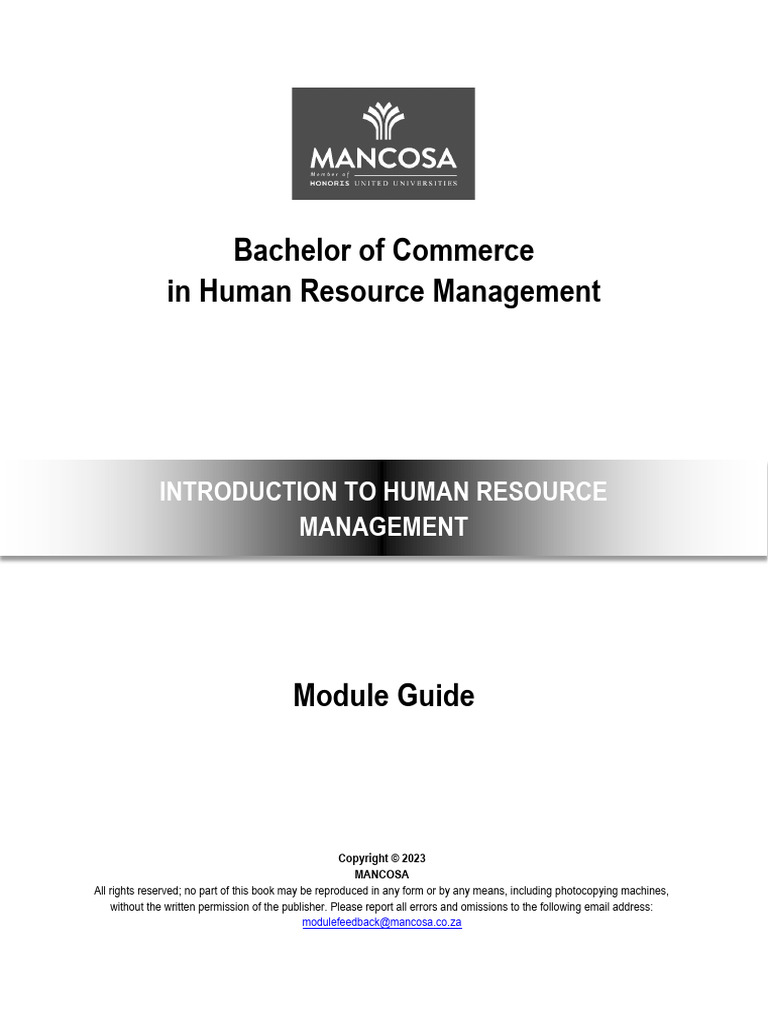 BCOM HRM - Introduction To Human Resource Management | PDF | Human ...