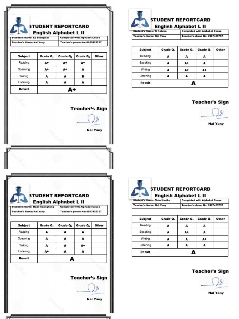 Student Reportcard Ab Team | PDF | Language Arts & Discipline