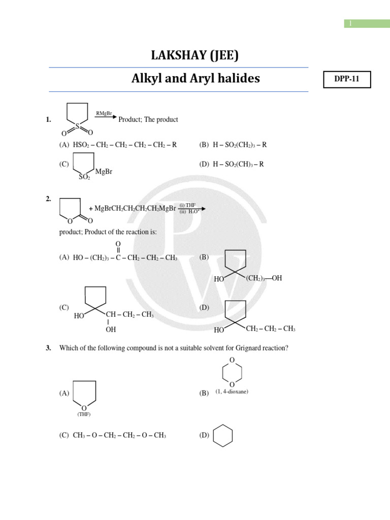 Alkyl & Aryl Halides - DPP 11 | PDF | Molecules | Chemistry
