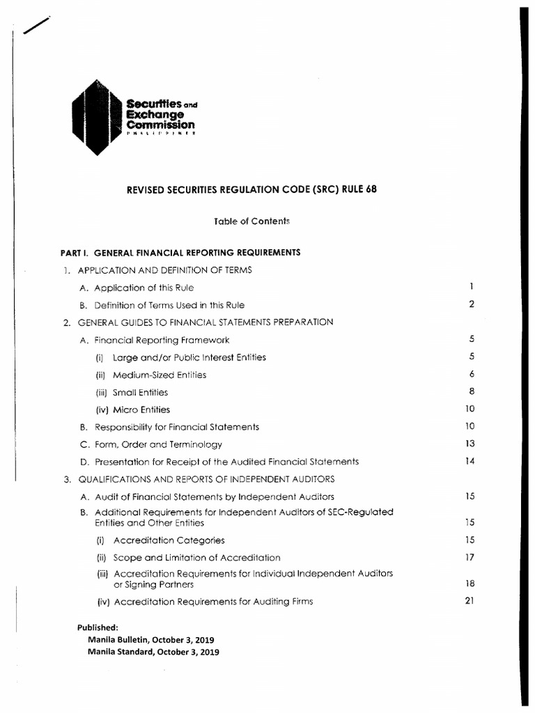 Revised Securities Regulation Code (SRC) Rule 68 | PDF