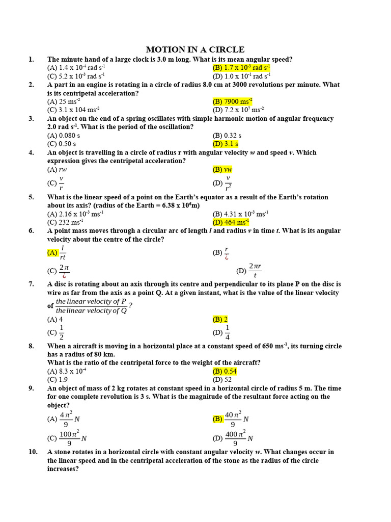 Motion in A Circle | PDF | Acceleration | Rotation Around A Fixed Axis