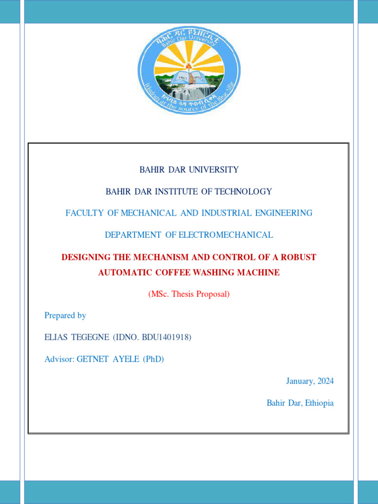 Elias Tegegne Proposal | Download Free PDF | Coffee | Programmable Logic Controller